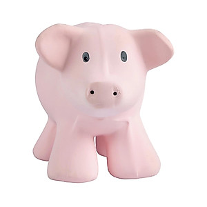 Tikiri My First Farm Animal Pig Natural Rubber Rattle (Pink)
