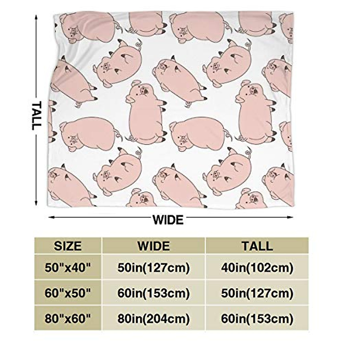 DIYAB Gravity Falls Pig Flannel Fleece Blanket Warm Bed Blankets for Couch Sofa Bed Traveling 50 x 40 Inch/127 x 102 cm