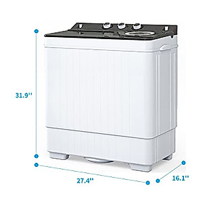 IMSEIGO Twin Tube Mini Washing Machine, Portable Laundry Washer with 26LBS Capacity, 18Lbs Washer and 8Lbs Spiner Built-in Drain Pump/Semi-Automatic for Apartments, RVs and Dorms (White & Grey)