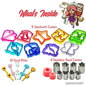 29pc Sandwich Cutter Set for Kids of All Ages - Turn Vegetables, Fruits, Cheese, and Cookie Into Fun Bites - Add to Bento Box and Lunch Box - Toddlers Boys and Girls - Easy to Use