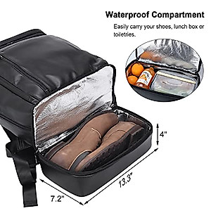 TIDING Napa Leather Multiple Backpack 15 Inch Laptop Bag Casual Travel Daypack with Shoe Compartment