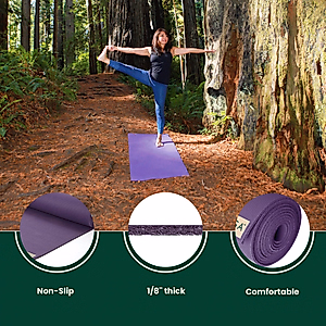JadeYoga Travel Yoga Mat - Packable, Lightweight, and Portable Yoga Mat - Non-Slip Natural Rubber Mat for Women & Men - Great for Yoga, Home, Gym, Pilates, Fitness & Stretching (Purple, 68" x 24")