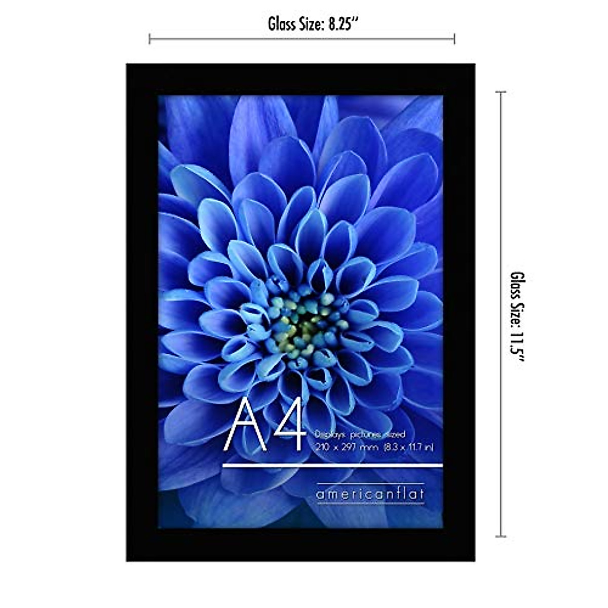 Americanflat A4 Picture Frame in Black - Composite Wood with Shatter Resistant Glass - Horizontal and Vertical Formats for Wall and Tabletop - 8.3 x 11.7 in