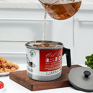 PARACITY Bacon Grease Container with Fine Strainer and Dust-proof Lid, 1.2L/ 41OZ Cooking Oil Container/Can/Pot for Kitchen Meat Frying Oil and Cooking Grease Storage