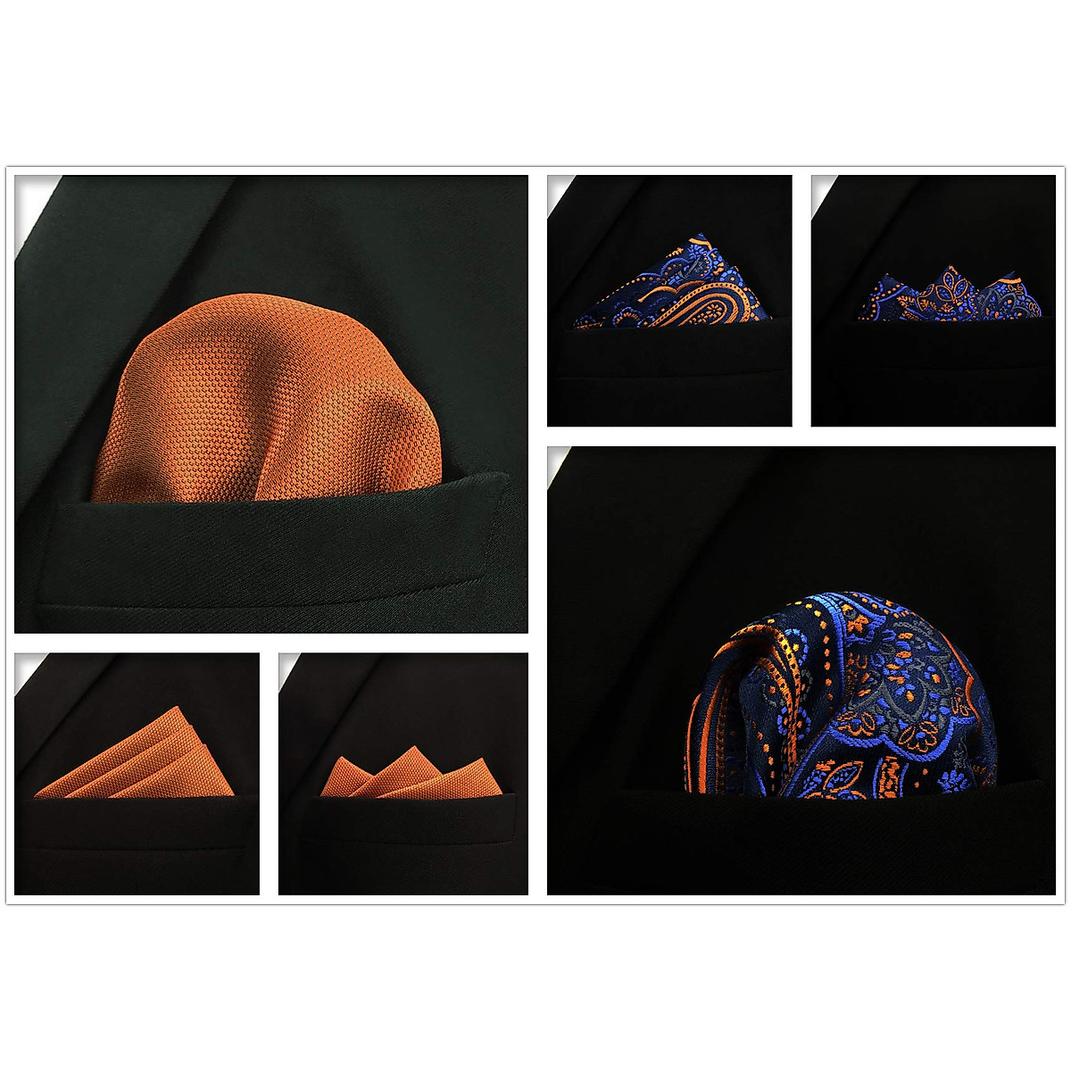 SHLAX&WING 5 Pieces Assorted Mens Silk Pocket Square Handkerchiefs Set 40