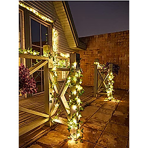 84 Feet Fake Vines with 200 LEDs Solar Outdoor String Lights (Remote Control), Artificial Plants, Patio Decor,Hanging Fake Ivy Greenery Garland Plants,Fake Leaves for Balcony Decor/Outdoor Wall Decor