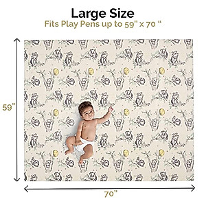 JumpOff Jo - Large Waterproof Foam Padded Play Mat for Infants, Babies, Toddlers, Play & Tummy Time, Foldable Activity Mat, 70 in. x 59 in. - Llama & Koala, Pack of 1