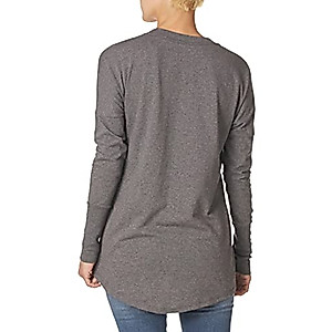 Fruit of the Loom Women's Essentials All Day Long Sleeve Scoop Neck T-Shirt, BLACK HEATHER,S
