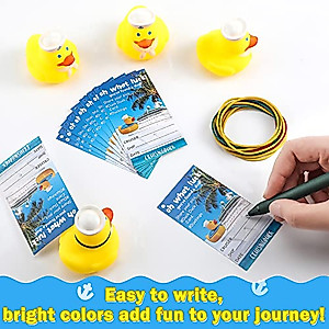 Duck Tag Cruise Kits Includes Rubber Sailing Ducks for Cruise Ships, Duck Tag Cruise Ducking Game Carnival Rubber Duck Duck Tag Card and Rubber Bands for Hiding Carnival (60)