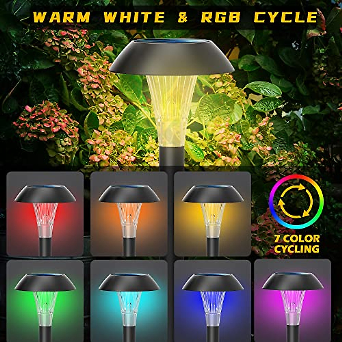 LeiDrail Solar Pathway Lights 12 Pack Outdoor Solar Lights with RGB/Warm White LED Waterproof Path Lights Solar Powered Garden Lights Landscape Lighting for Yard Garden Walkway Patio
