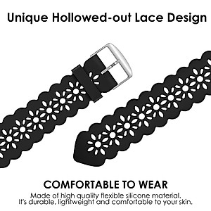 for ANDFZ Smartwatch Band, Silicone Lace Straps Compatible for ANDFZ T42 1.72/Geelyda Y20 Pro/P22 Smartwatch/Donerton Smartwatch/itouch air 3 40mm/FirYawee Q18 Smartwatch (Black)