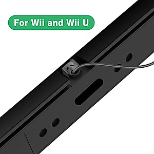SOONORY USB Wired Wii Sensor Bar, Replacement Infrared IR Ray Motion Sensor Signal Receiver for Nintendo Wii and Wii U Console with Stable Stand(Black)