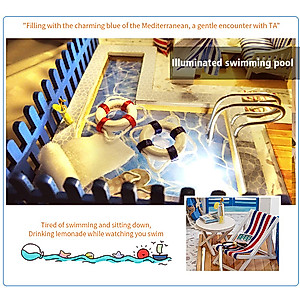 Yuzhen DIY Miniature Dollhouse Kit with Furniture and LED Lights, Modern Wooden Villa Model Includes Dustcover and Music Box, Creative Gift for Adults and Kids