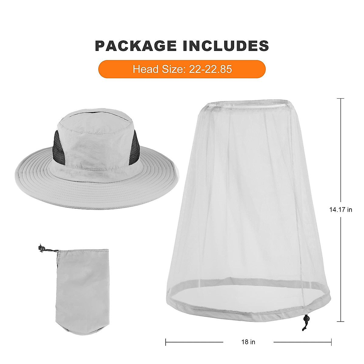 Mosquito Net Hat - Safari Sun Visor Hat with Removable Bug Net for Outdoor Men and Women