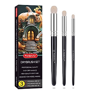 PANDAFLY Drybrush Set - 3 Sizes Hobby Detail Paint Brush Set, Acrylic Paint Brushes for Tabletop & Wargames, 40k, DND Miniatures, Citadel, Scale Model, Watercolor Oil Painting