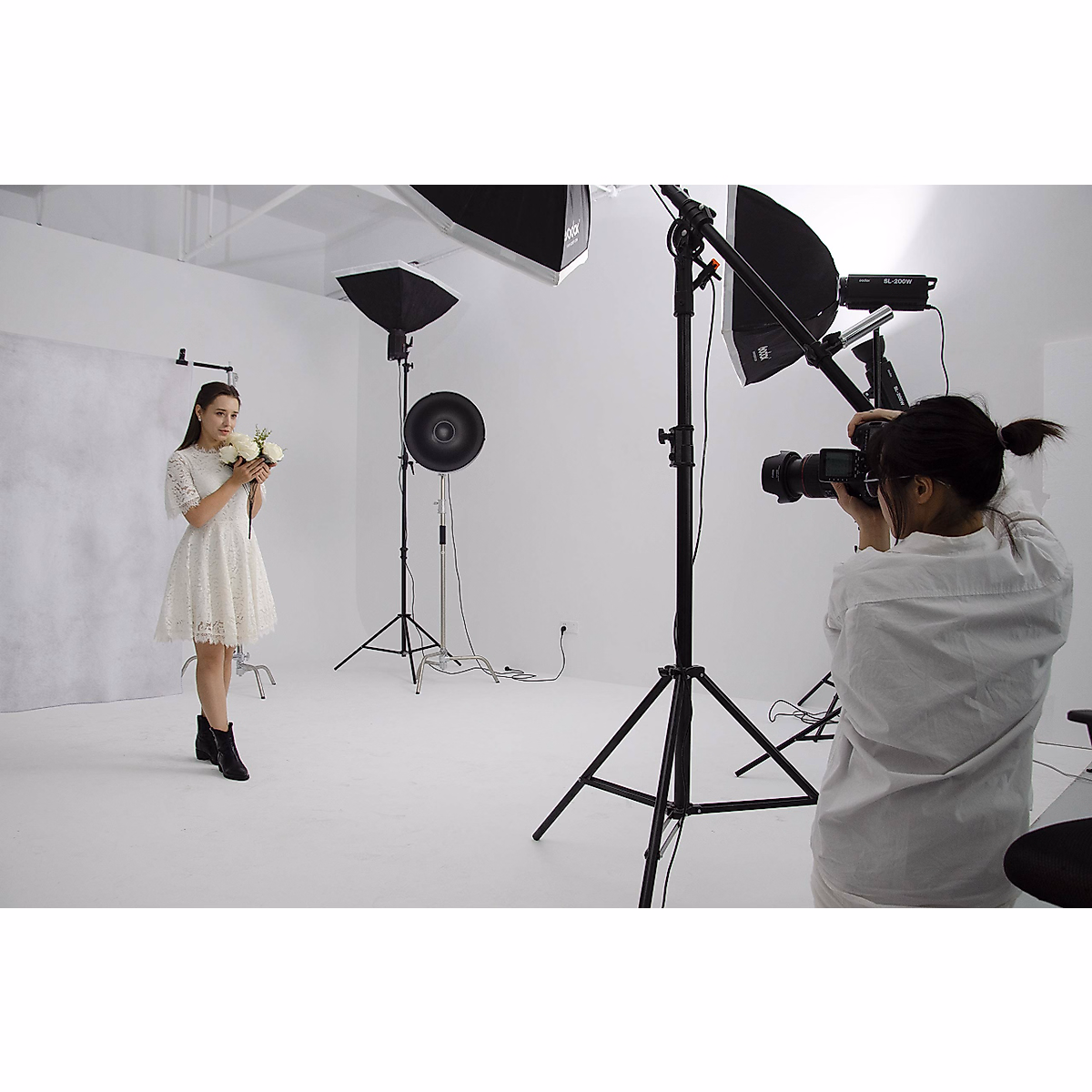 Kate 6.5x10ft Light Grey Backdrops Grey&White Video Backdrop Abstract Photography Backdrops Portrait Backgrounds Microfiber Grey Backdrop