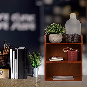 VOSAREA Floating Shelf Rack Wooden Figurine Shadow Box Drawer Organizer for Wall Mount Counter Top Cabinet Wood Color