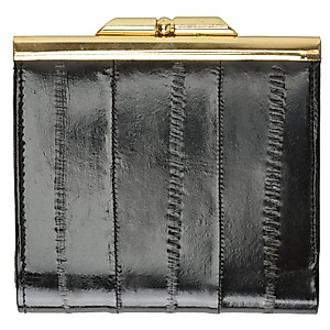 MARSHAL French Frame Eelskin Wallet (Black)