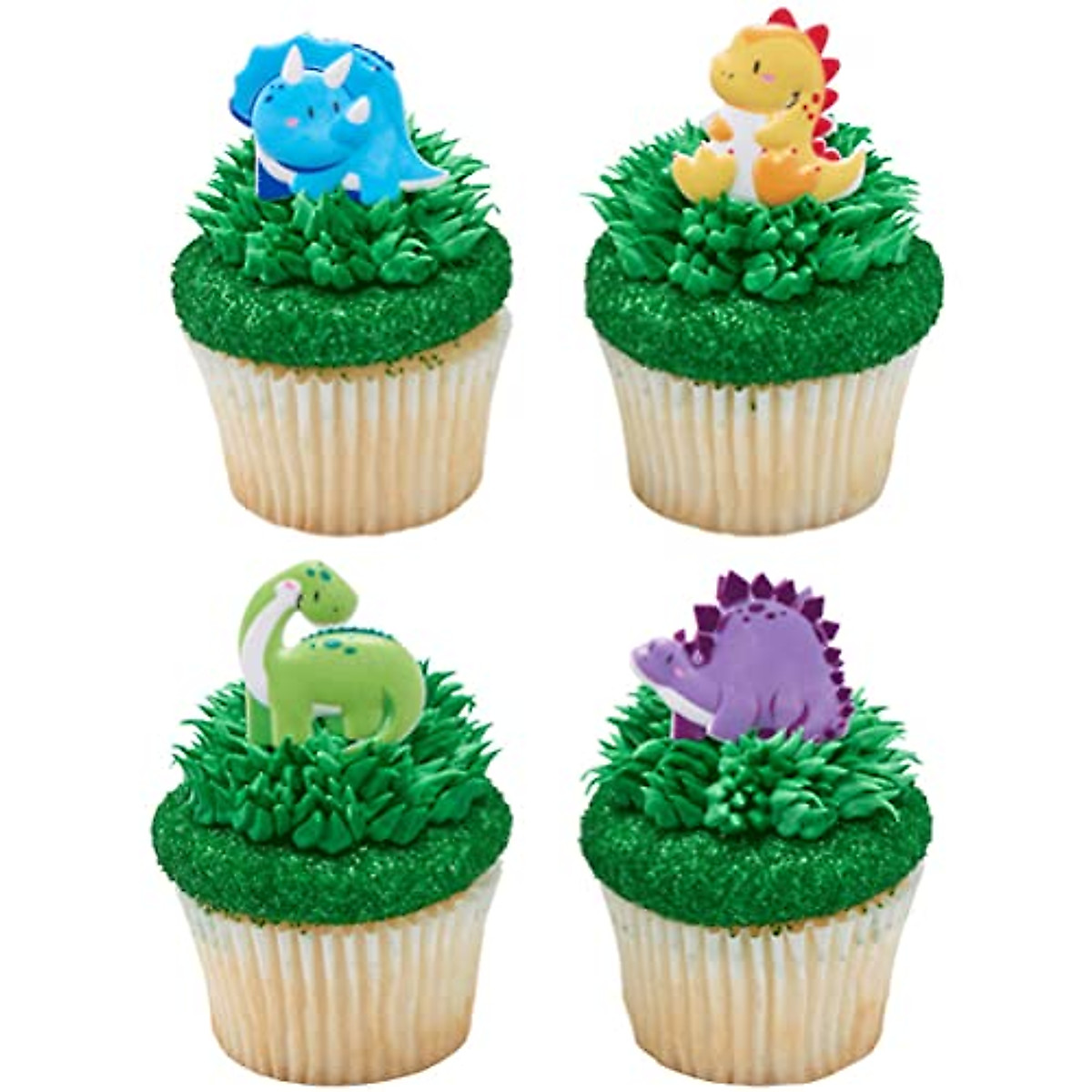 Cute Dinosaurs Cupcake Rings Birthday Party Favors - 24 pc