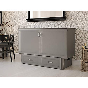 AFI Monroe Murphy Bed Chest with Charging Station, Queen, Grey