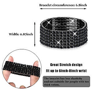 Sanfenly 6 Pieces Women Crystal Jewelry Set Rhinestone Choker Necklace Stretch Bangle Bracelet Ring Dangle Fringe Earrings Triangle Bling Glitter Purse for Bridal Wedding Party