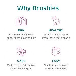 The Brushies Chomps The Dino Baby & Toddler Toothbrush & Storybook Set/Dental Item and Book/Youth Tooth & Gum Care/Ages 4 Weeks to 4 Years