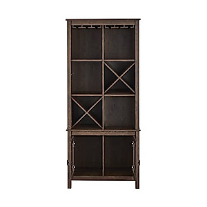 Home Source 72" Wood Exquisite Bar Wine Cabinet with Storage,Liquor Cabinet with Removable Wine Racks,Bookcase,Kitchen Pantry Storage Cabinet for Kitchen,Dining Room, Living Room,Mahogany