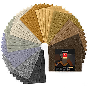 ARTEZA Craft Felt Sheets, 8.3 x 11.8 Inches, Set of 50, Brown and Gray Tones, Stiff Non Woven Felt Fabric for Sewing and DIY Projects