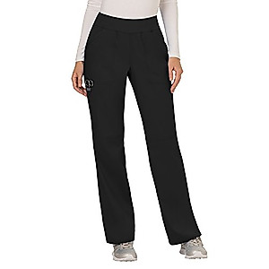 Pull-On Cargo Scrub Pants for Women Workwear Revolution, Soft Stretch WW110, M, Black
