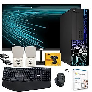Computer Desktop PC, Intel Core i7, Siwa 8, 16GB RAM, 128GB SSD Boot + 2TB HDD, MTG 24 Inch Monitor, Wireless Ergonomic Keyboard Mouse, Speaker, Webcam, Office 365, WiFi, Win 11 Home (Renewed)