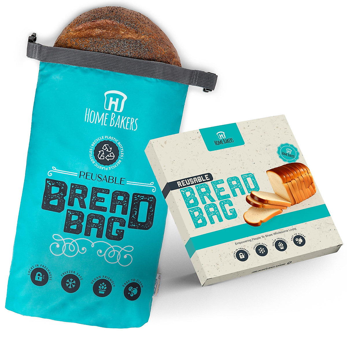 Ameeze Artisan Sourdough Starter Bundle: 24oz Wide Mouth Jar for 3 Loaves and Resusable Bread Bag