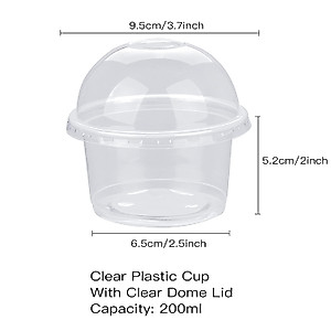 Rocutus Dessert Cups Clear Plastic Cups,50 Pack Dessert Cups Clear Plastic Cups with Dome Lids,Party Cups Fruit Cups Snack Bowls for Iced Cold Drinks Ice Cream Cupcake Parfait (6.8 OZ)