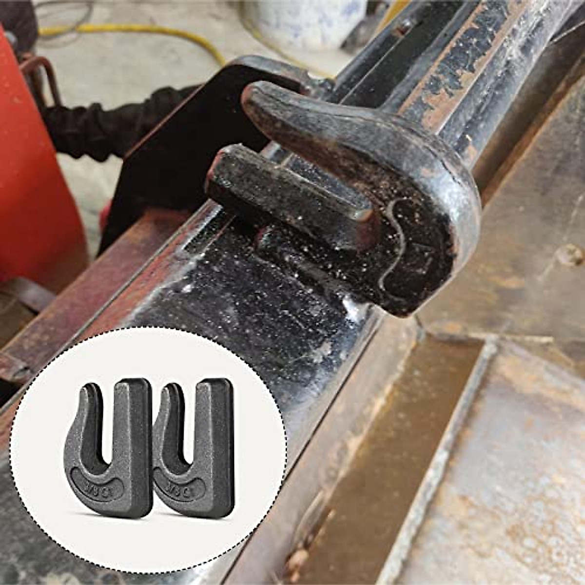 6Pcs Weld-On Chain Hook, 3/8 Inch Grade 70 Clevis Grab Hooks for Tractor Bucket, Heavy Duty Grab Hook Weldable for Chain Pulling and Lifting, Forged Steel Weld Hooks for Rigging/Forklift Trailer