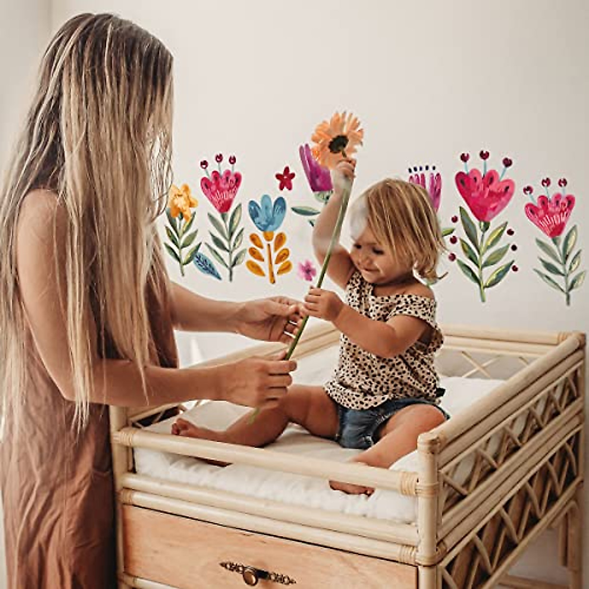 Flowers Wall Decals for Girls Bedroom - Children DIY Wall Art Stickers for Classroom, Nursery, playroom - Preschool Floral Peel and Stick Decor