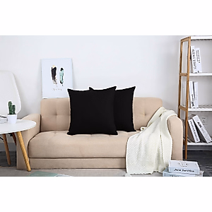 TangDepot Handmade Decorative Solid 100% Cotton Canvas Throw Pillow Covers/Pillow Shams, (18"x18", Black)