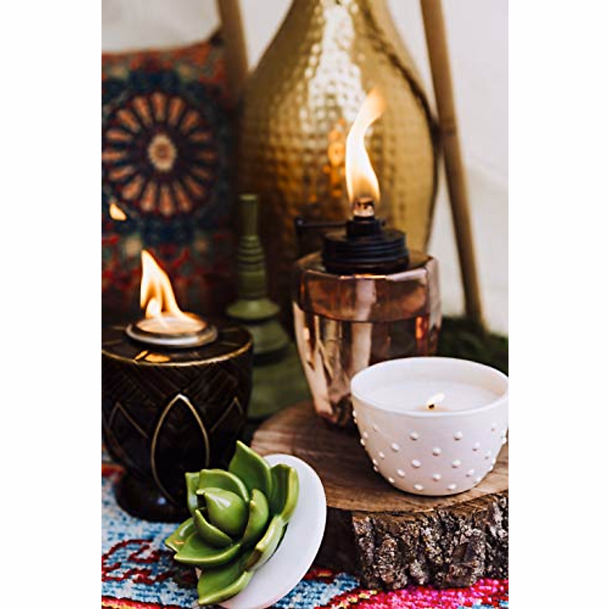 TIKI Brand Adjustable Flame TIKI Torch Glass Pink - Outdoor Decorative Lighting for Patio, Backyard, Lawn, 64 in, 1118019,Red