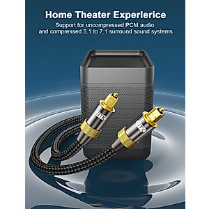 EMK Optical Audio Cable Digital Toslink Cable 24K Gold-Plated Nylon Braided S/PDIF Cable for Home Theater, Sound Bar, TV, PS4, Xbox, PlayStation (3.3Feet/1M)