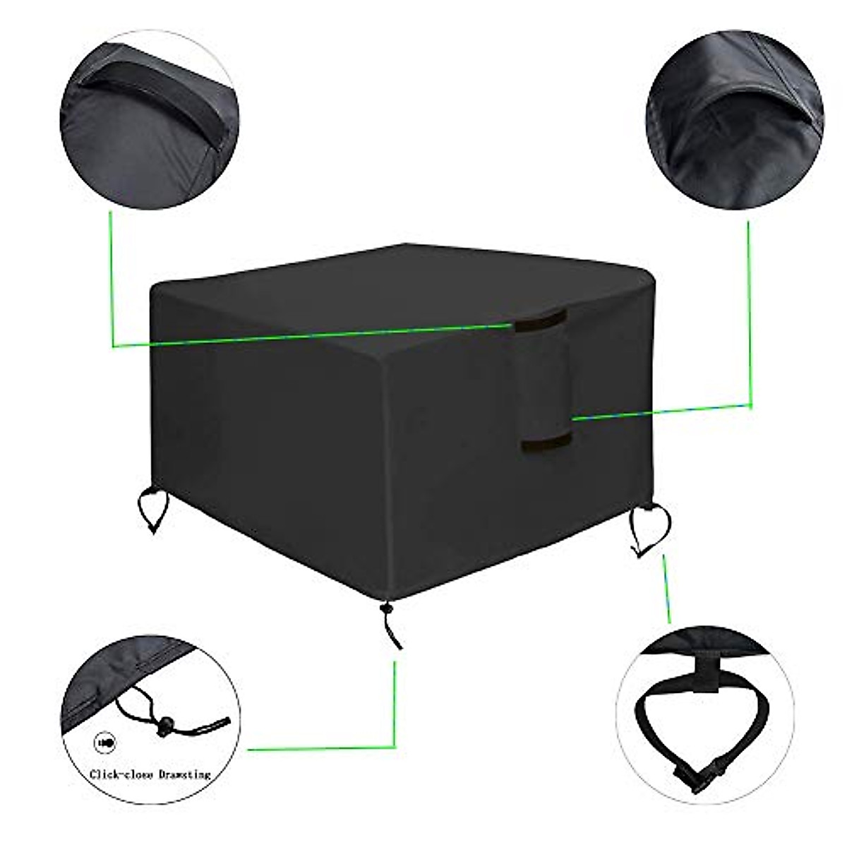 TheElves Fire Pit Cover,28 Inch Patio Fire Pit Covers Square Gas Firepit Table Cover for Outdoor Propane Fire Pit - 28x28x25inch