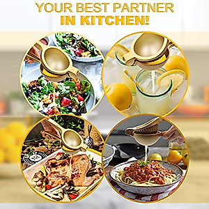 Lemon Squeezer, Large Citrus Juicer and Lemon Juicer Hand Press Heavy Duty Lime Squeezer Easy Squeeze Manual Juicer JAYWAYNE Metal Hand Juicer Kitchen Tools and Gadgets For Making Fresh Juice (Gold)