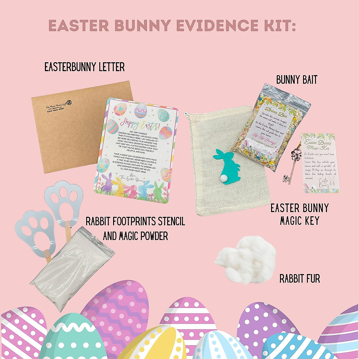 Easter Bunny Evidence Kit - Easter Bunny Magic Key, Bunny Footprints, Easter Bunny Letter, Bunny Bait, Easter Bunny Proof