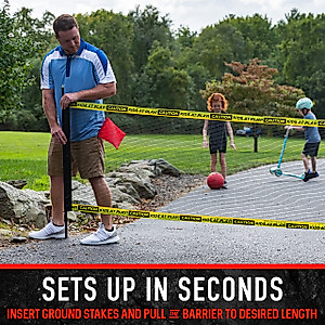 Franklin Sports Retractable Driveway Barrier– Visual Safety Barrier – Adjustable up to 20 feet– Easy Setup