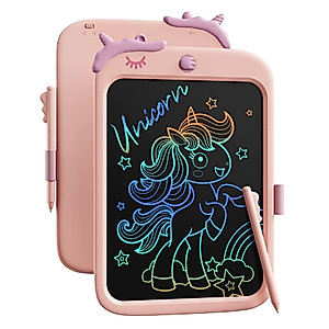 10 Inch Dinosaur Writing Tablet for Kids - Educational Travel Toy, Birthday Gift for 3-9 Year Old Boys and Girls (Pink)