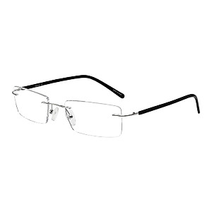 FONHCOO Blue Light Blocking Reading Glasses Anti Blue Ray Unisex Lightweight Rimless Frameless Rectangle Computer Gaming Glasses Anti-Glare, Anti-Fatigue,Anti Eyestrain (Black, 1.75)