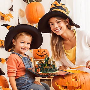 CNLITIHEKA Spooky Castle Halloween Cards, Halloween Pop Up Cards, 3D Halloween Greeting Cards for Kids, Family, Friends.
