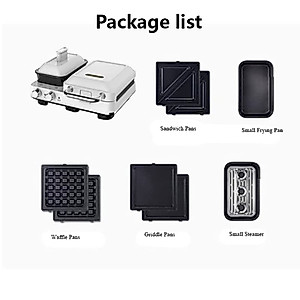 Joydeem 4-in-1 Breakfast Station, Multifunctional Breakfast Maker, Sandwich Maker with Egg Boiler, Panini Press Grill , Waffle Maker & Steamer, 2 Individual Portions, Nonstick,1000W, White