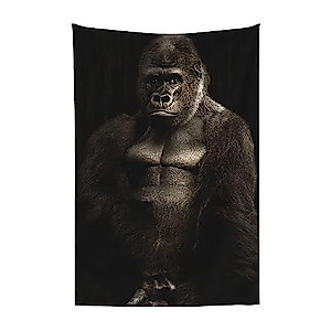 Gorilla Blanket Fleece Throw Blanket, Soft Flannel Novelty Blankets for Bed Sofa Couch Travel Decor, African Animals Wild Cozy Plush Throws Gifts for Men Women, All-Seasons 60"X 80"