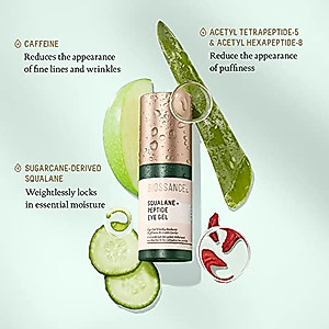 Biossance Squalane + Peptide Eye Gel. Reduce Dark Circles and Puffiness, Improve Fine Lines and Hydrate with Niacinamide and Peptides (0.5 ounces)