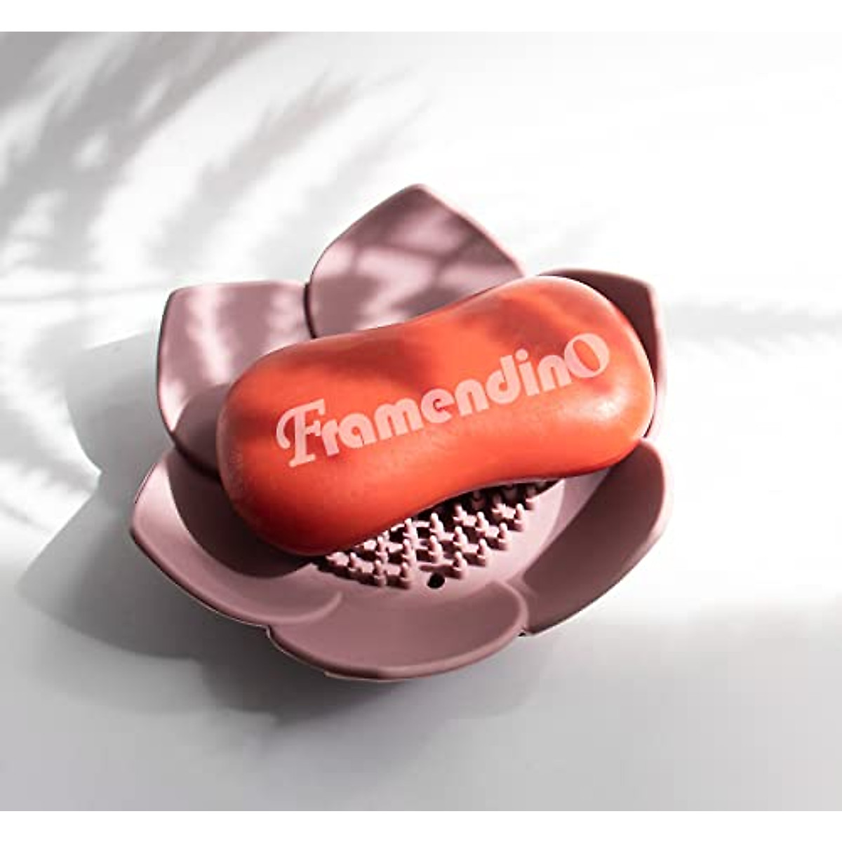 Framendino, 4 Pack Lotus Flowers Soap Dish Silicon Flexible Non-Slip Floral Soap Trays with Drain for Bathroom Shower