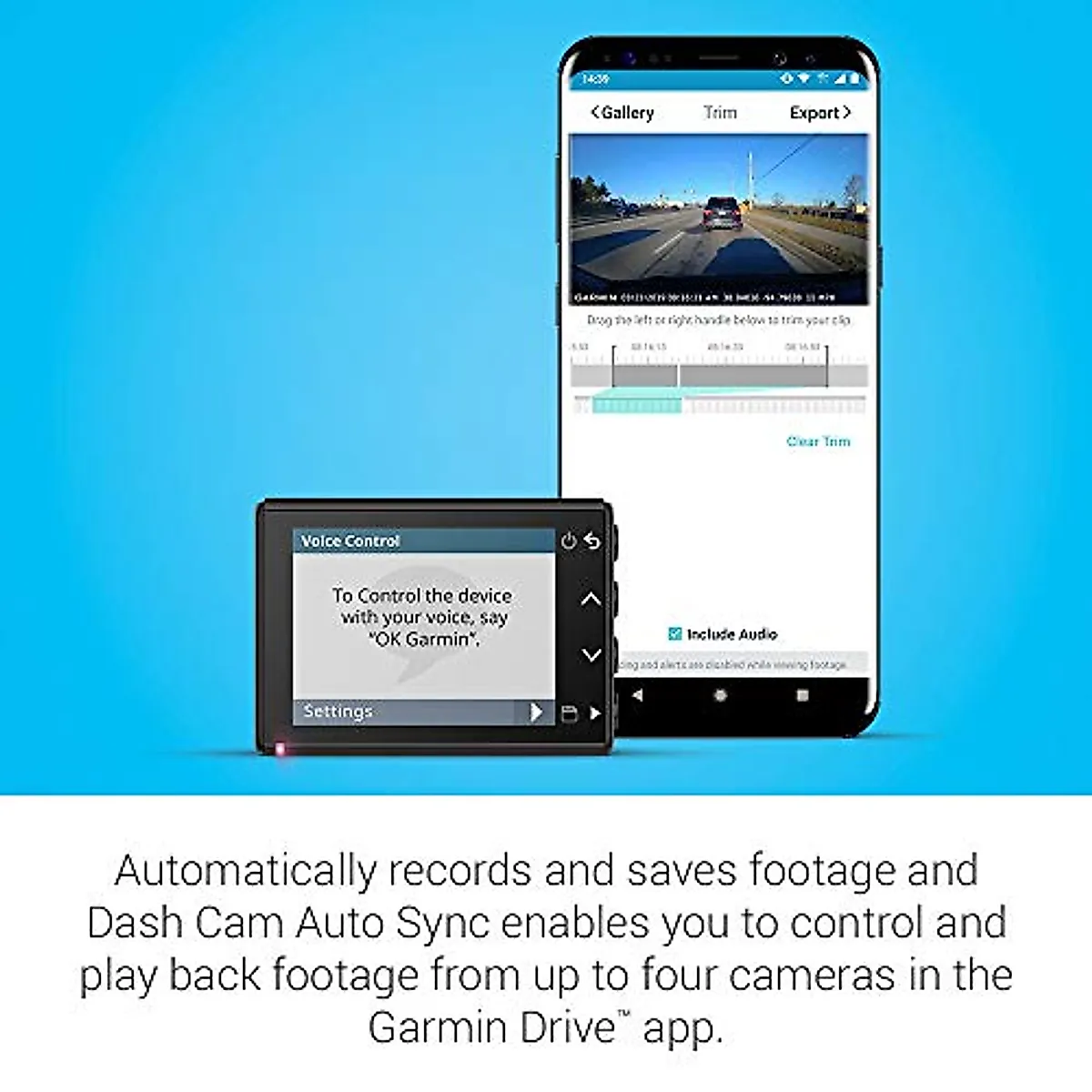 Garmin Dash Cam 56, Wide 140-Degree Field of View In 1440P HD, 2" LCD Screen and Voice Control, Very Compact with Automatic Incident Detection and Recording