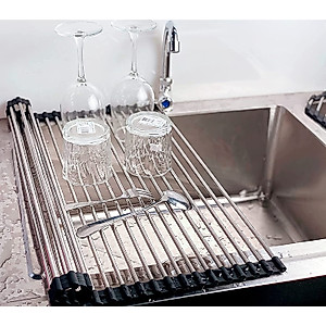 LLygezze Stainless Steel Roll-up Drying Rack Over The Sink Rack 17.5"x13"